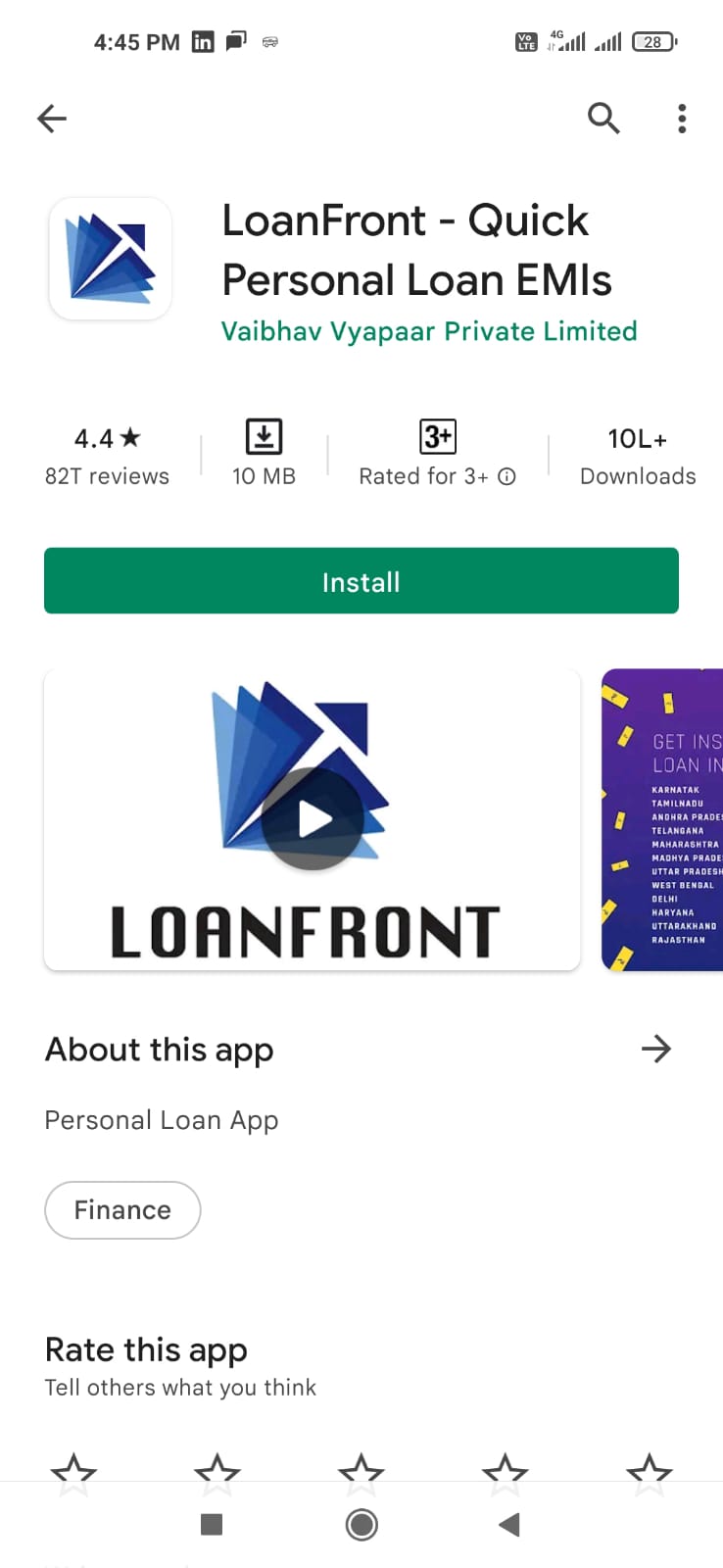 LoanFront - Instant Personal Loan App - Repayment in EMIs